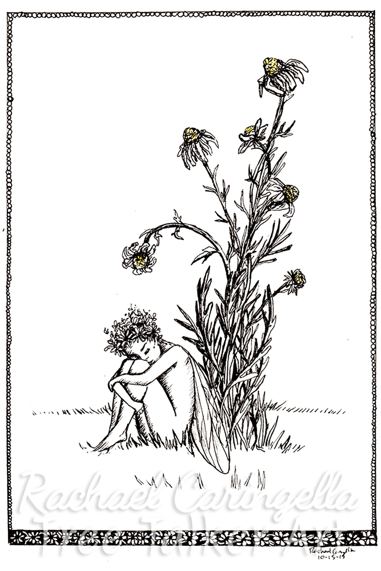 Sad Fairy Illustration Giclee Fine Art Print Pen and Ink | Etsy