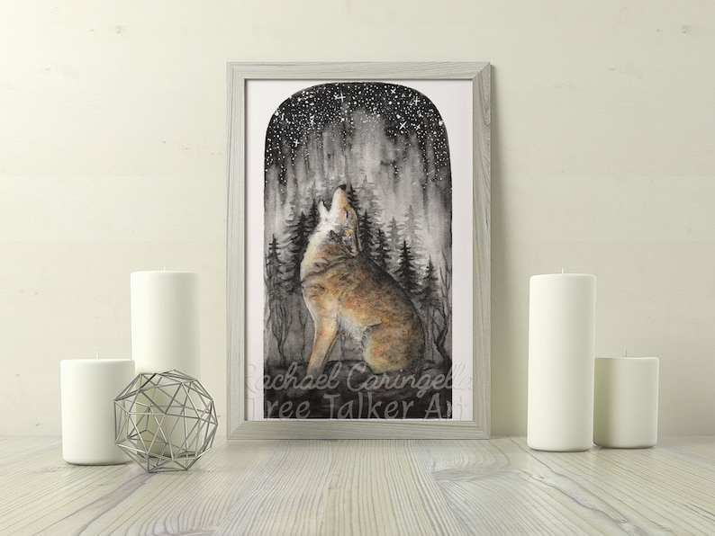 Coyote Howl Print Watercolor Coyote Art by Rachael - Etsy