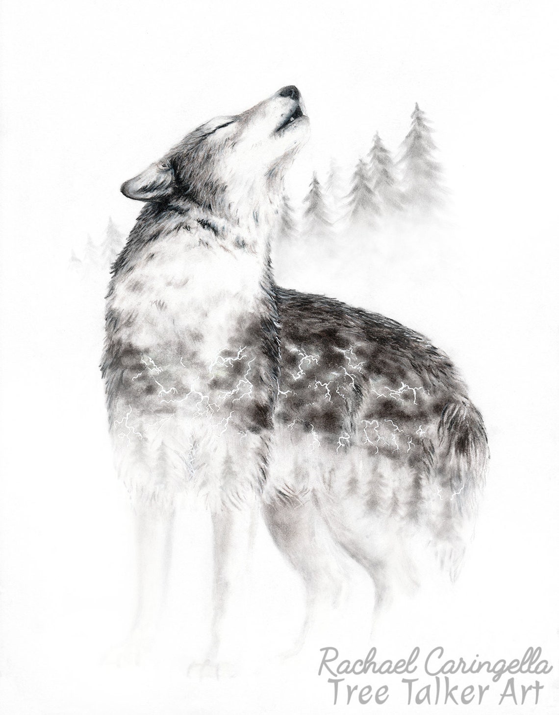 Wolf Howl Painting - Mourning Song Howling Wolf Art by Rachael ...