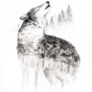Wolf Howl Painting - Mourning Song Howling Wolf Art by Rachael ...