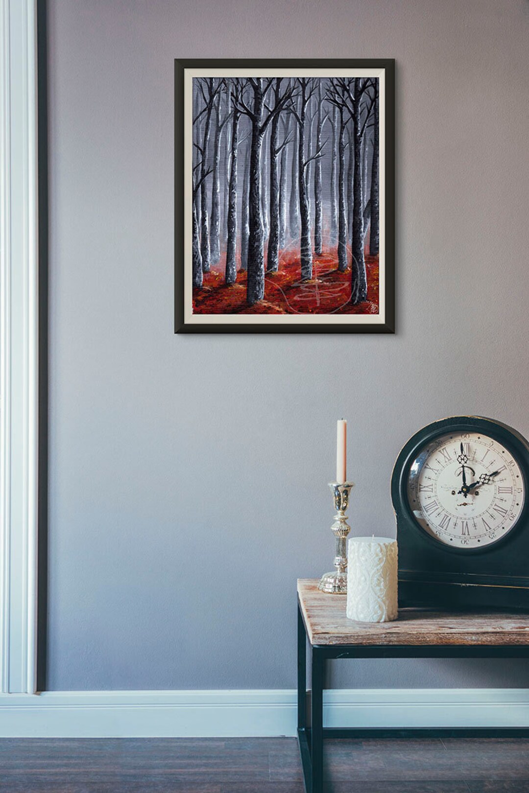 Forest Art - Red Fall Forest Painting - 8x10 Art Print - Etsy