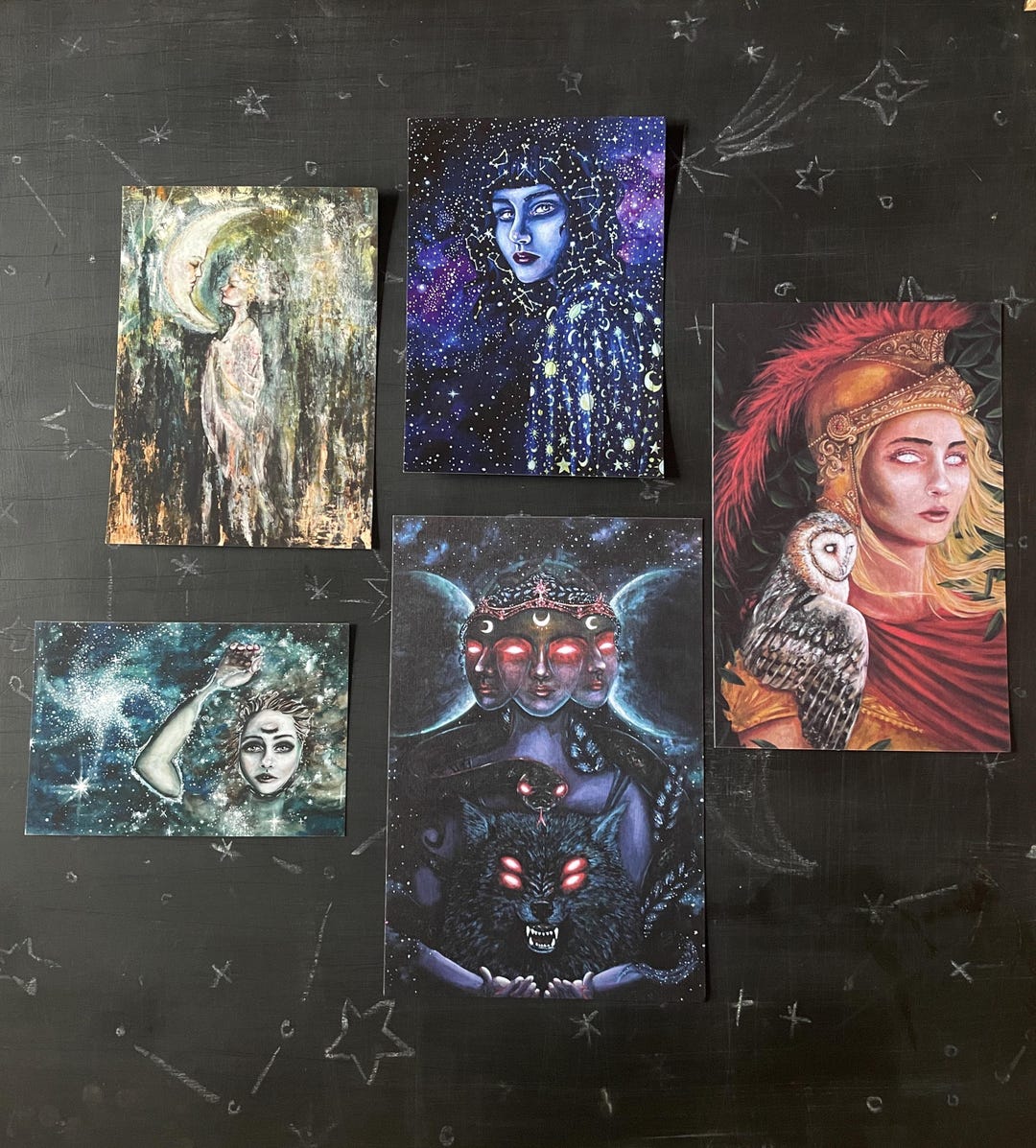 Goddess Art Print Set, Curated Art Collection- Moon Goddess Art Print ...