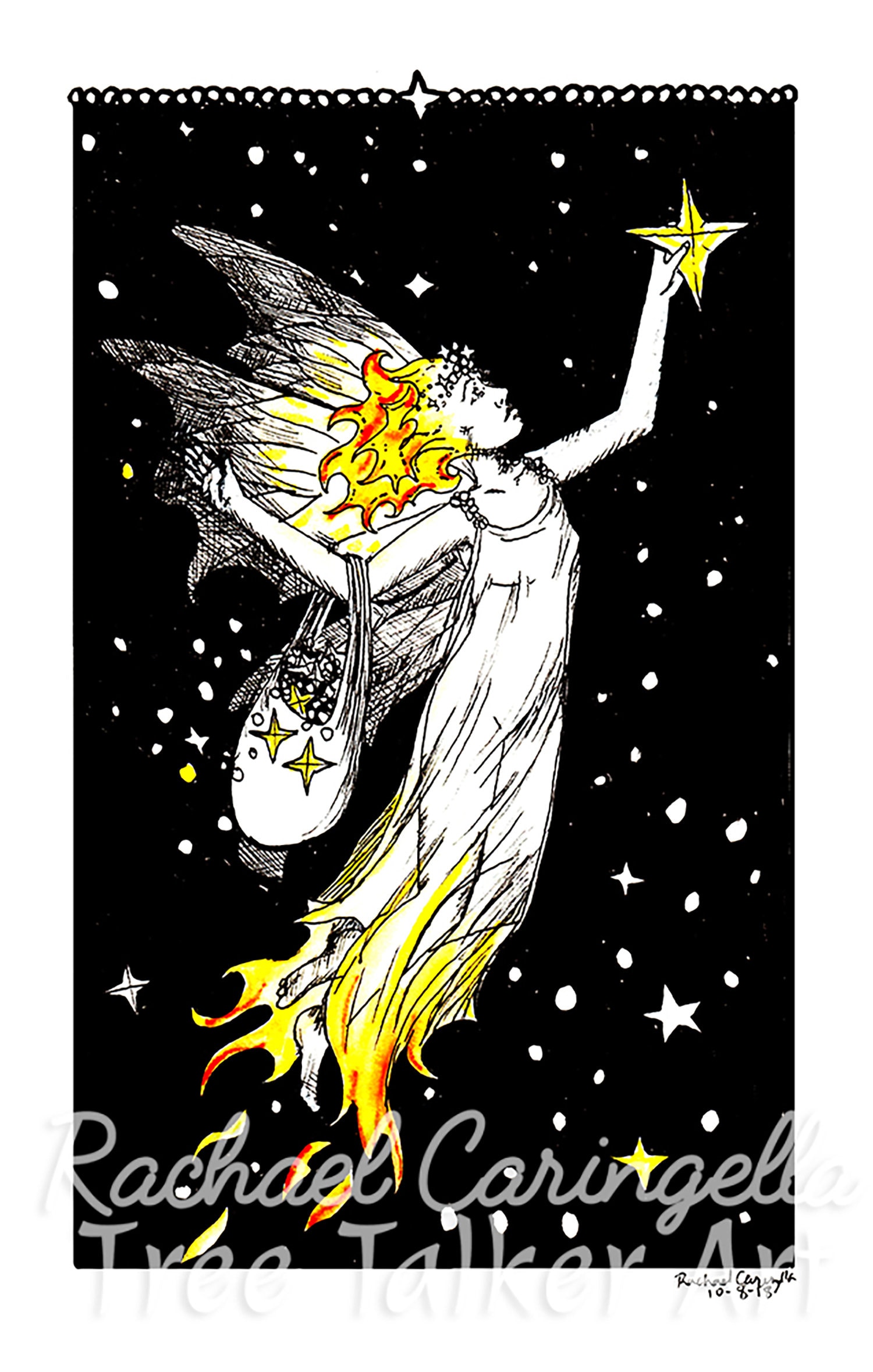 Star Light Fairy Illustration - Giclee Fine Art Print - Pen and Ink ...