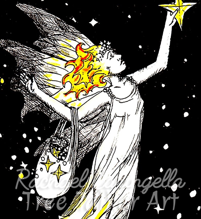 Star Light Fairy Illustration - Giclee Fine Art Print - Pen and Ink ...