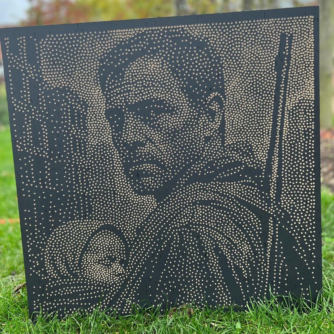 Neil Makes Stipple Art CNC Cut MDF Dot Painting - Man & Baby ...