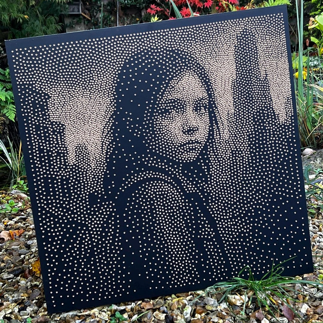 Neil Makes Stipple Art CNC Cut MDF Dot Painting - Girl (apocalypse 002 ...