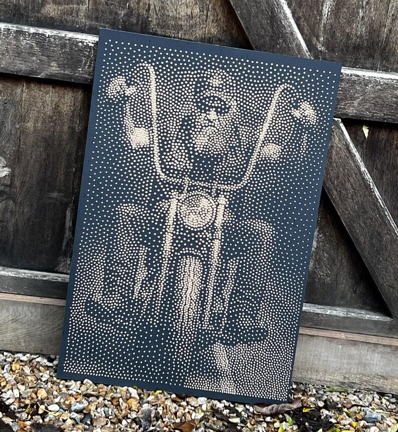 Neil Makes Stipple Art CNC Cut MDF Dot Painting - Easy Rider - Etsy