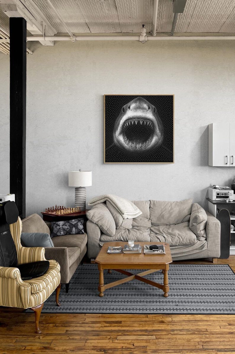 Great White Shark Stipple Art Vector Image CNC Router Project / Laser ...