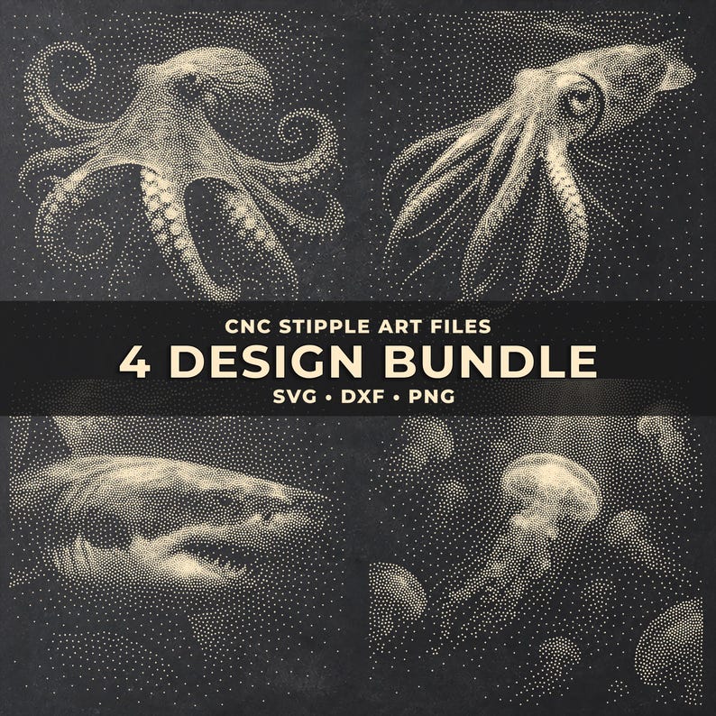 Octopus, Squid, Shark & Jellyfish CNC Router Project File Bundle (svg ...