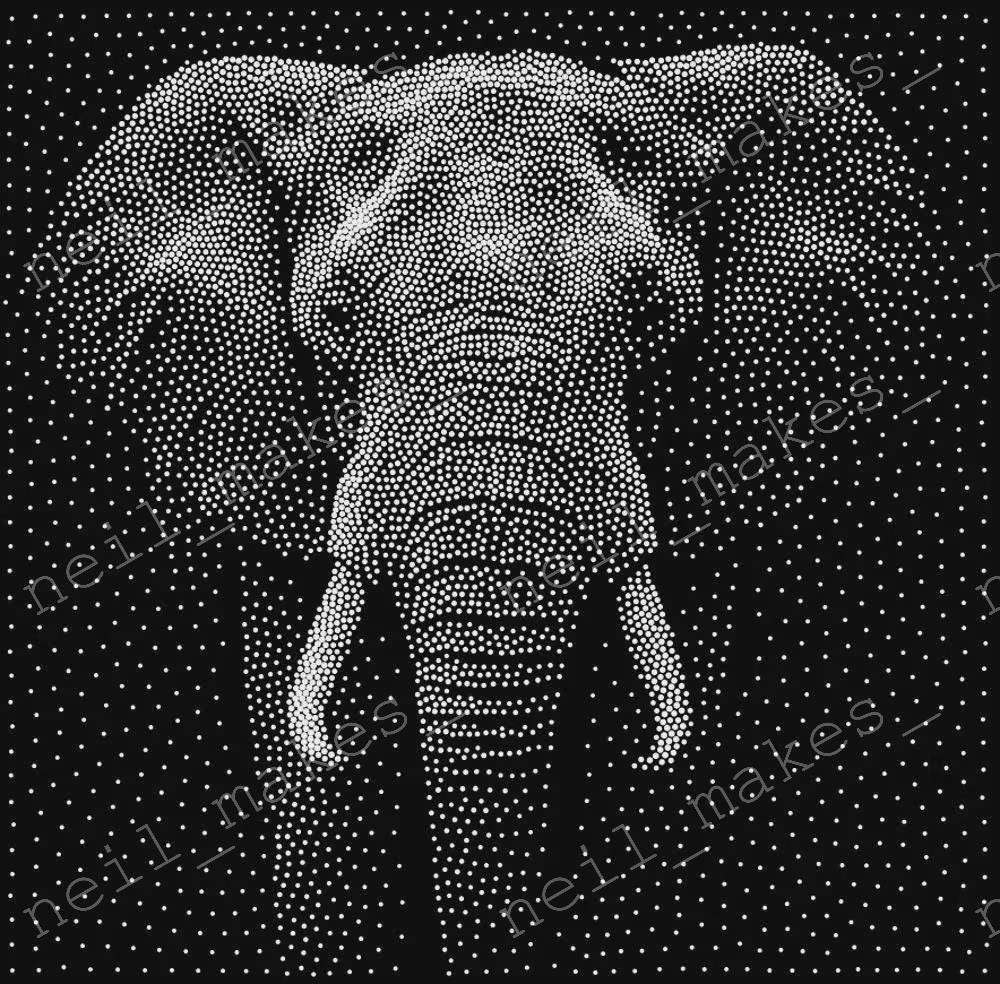 Elephant Stipple Art Vector Image Woodworking CNC Router / Laser ...