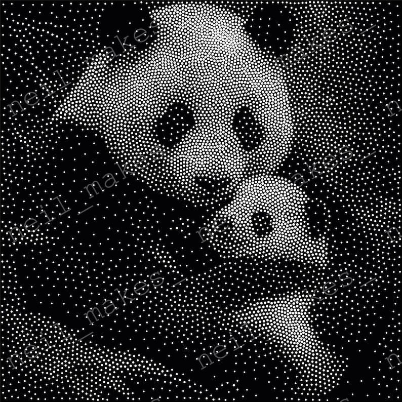 Panda With Cub Stipple Art Vector Image Woodworking CNC Router / Laser ...