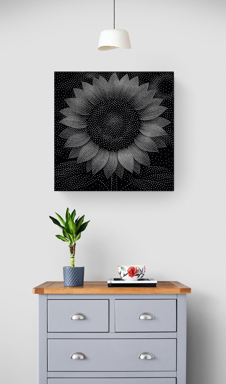 Sun Flower Stipple Art Vector Image Woodworking CNC Router / Laser ...