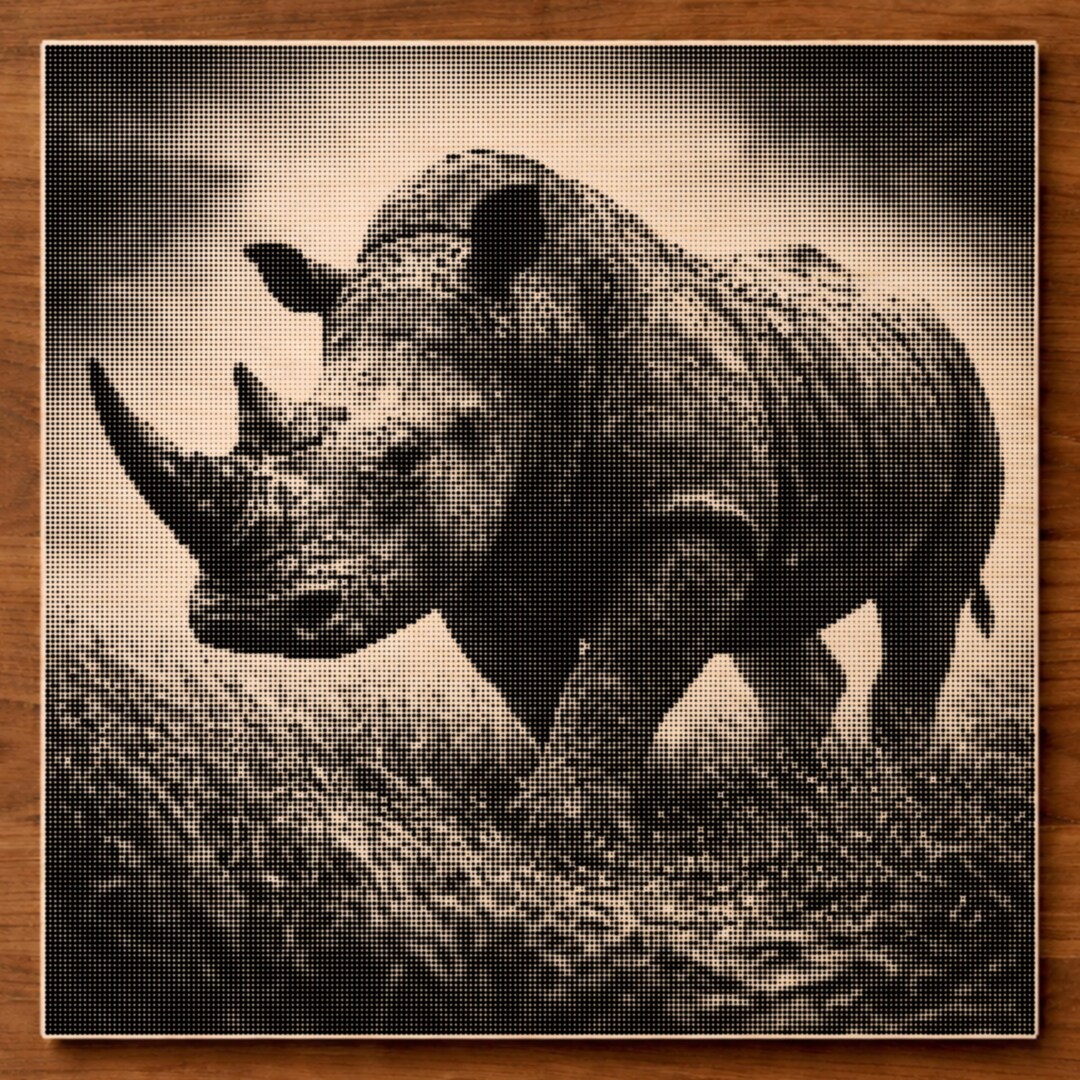 Rhino Laser Engraving Grid Dot Art File PNG | Rhinoceros in the Wild ...