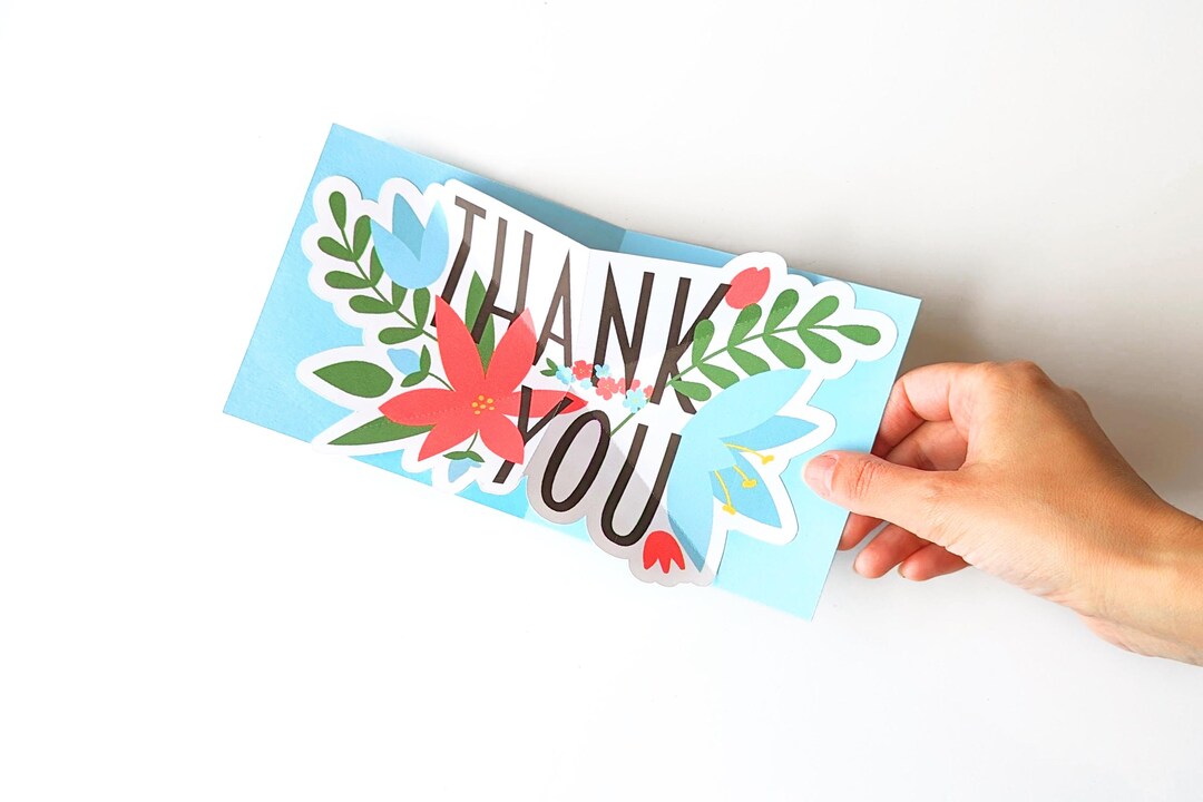 Floral Thank You Pop up Card Print and Cut SVG File - Etsy