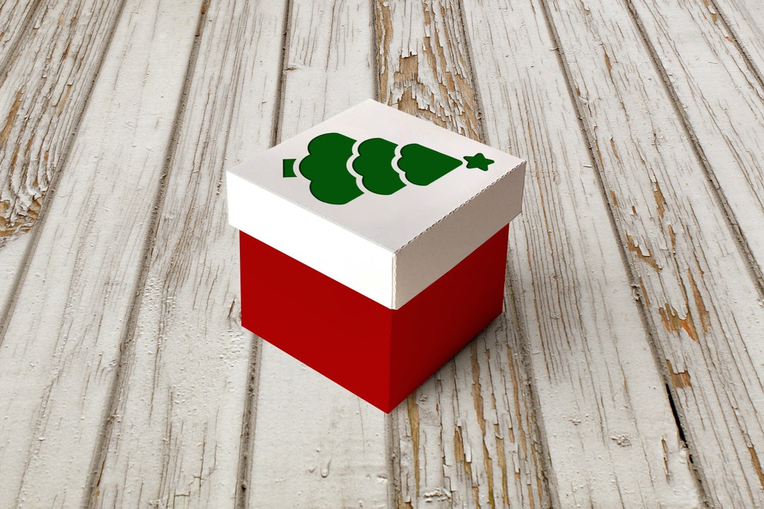 Christmas Tree Cube Box With Lid SVG Design - Etsy