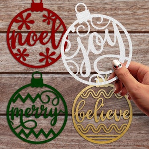 Papercut Christmas Word Ornaments SVG File Cutting Template - Etsy