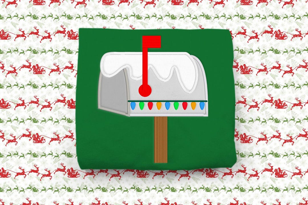 Snowy Christmas Mailbox Applique Embroidery File - Etsy