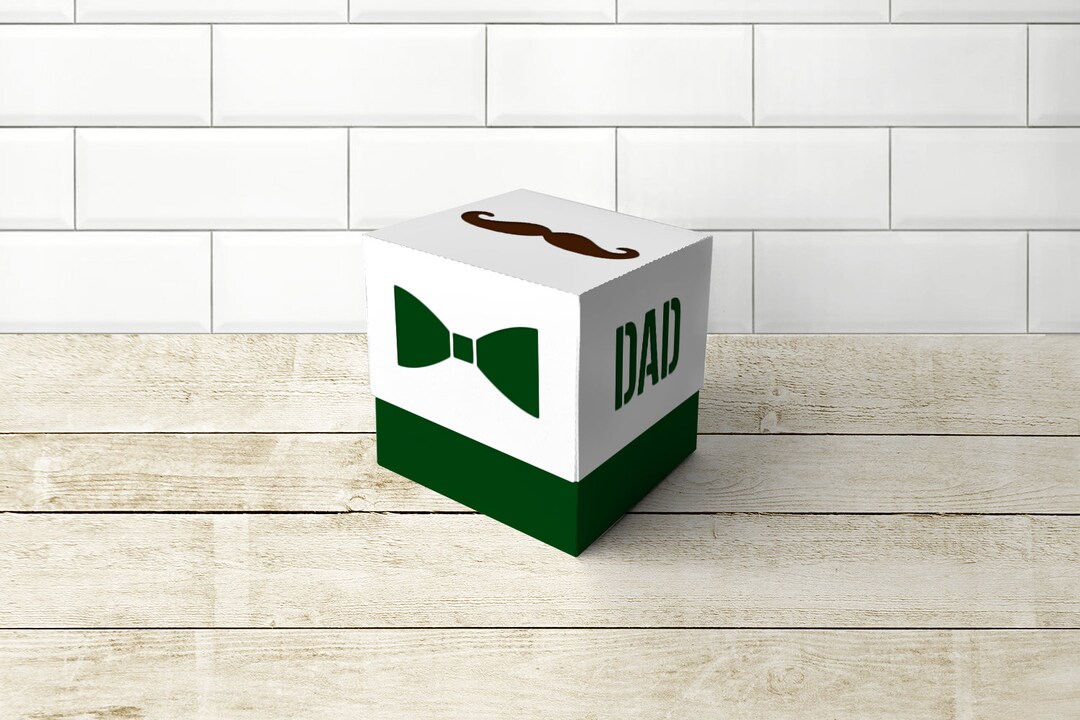 Mustache Dad Cube Box With Lid SVG Design - Etsy