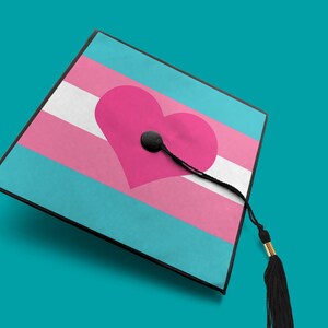 LGBT Pride Stripes With Heart Graduation Cap Decoration SVG for Cut or ...