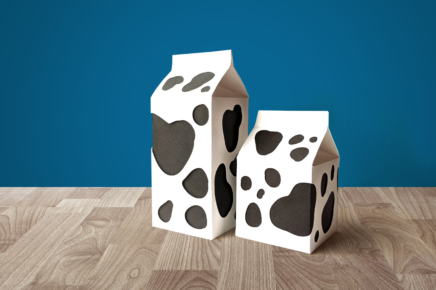 Milk Carton Boxes with Cow Spots Cutouts SVG Design | Etsy