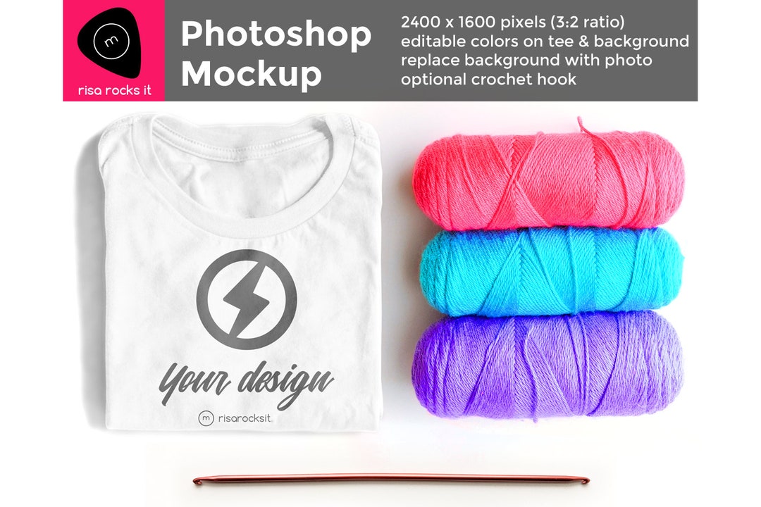 Tee Shirt With Row of Yarn PSD Photoshop Mockup - Etsy