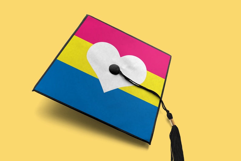 LGBT Pride Stripes With Heart Graduation Cap Decoration SVG - Etsy