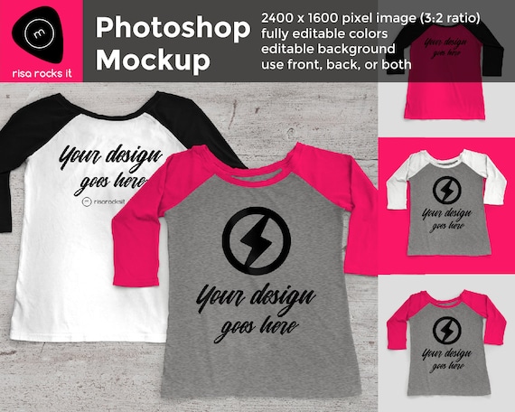 Raglan Tee PSD Photoshop Mockup - Etsy