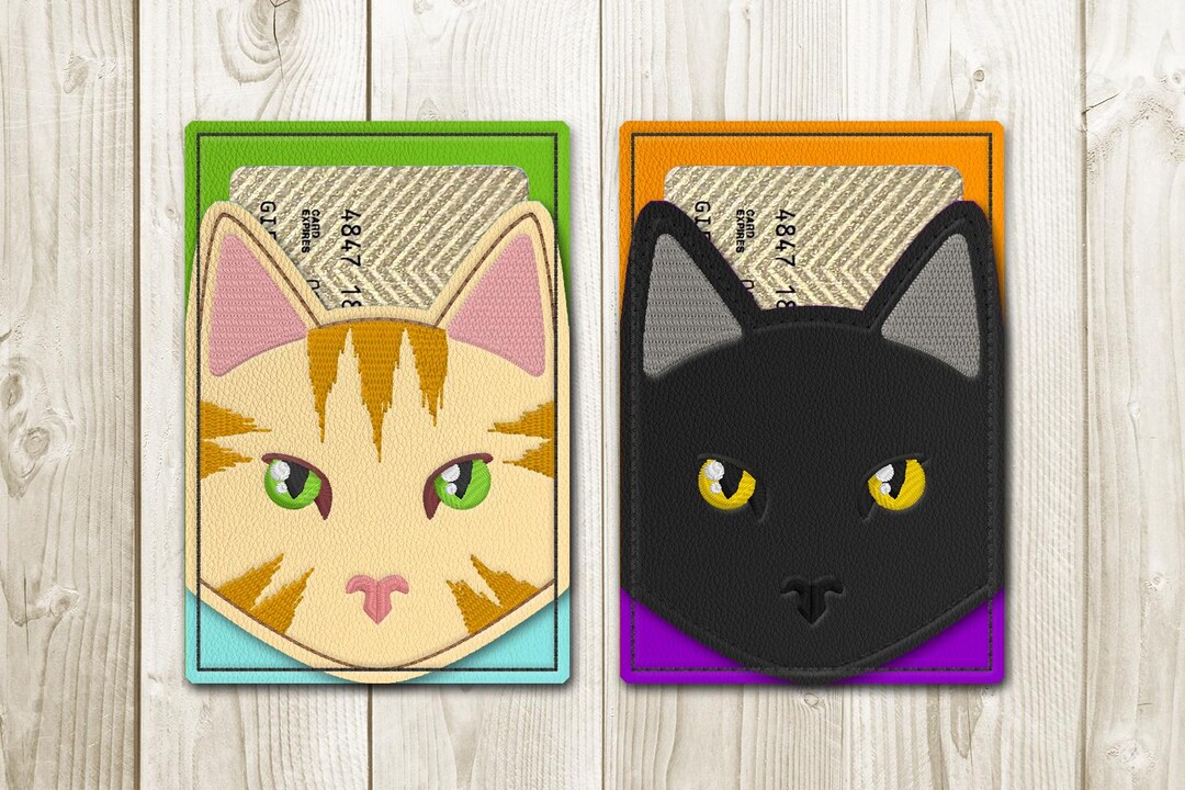 Realistic Cat Face Gift Card Holder ITH Applique Embroidery File - Etsy