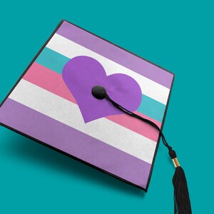 LGBT Pride Stripes With Heart Graduation Cap Decoration SVG for Cut or ...