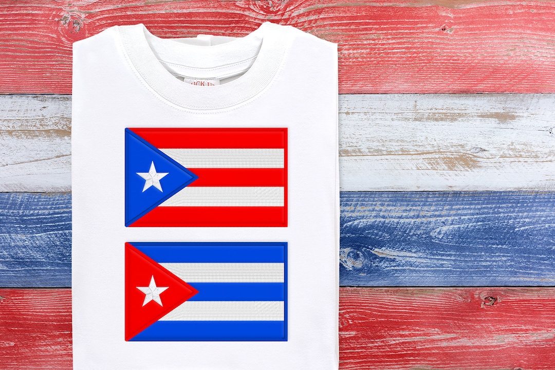 Puerto Rico or Cuba Flag Applique Embroidery File - Etsy