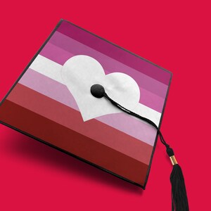 LGBT Pride Stripes With Heart Graduation Cap Decoration SVG for Cut or ...
