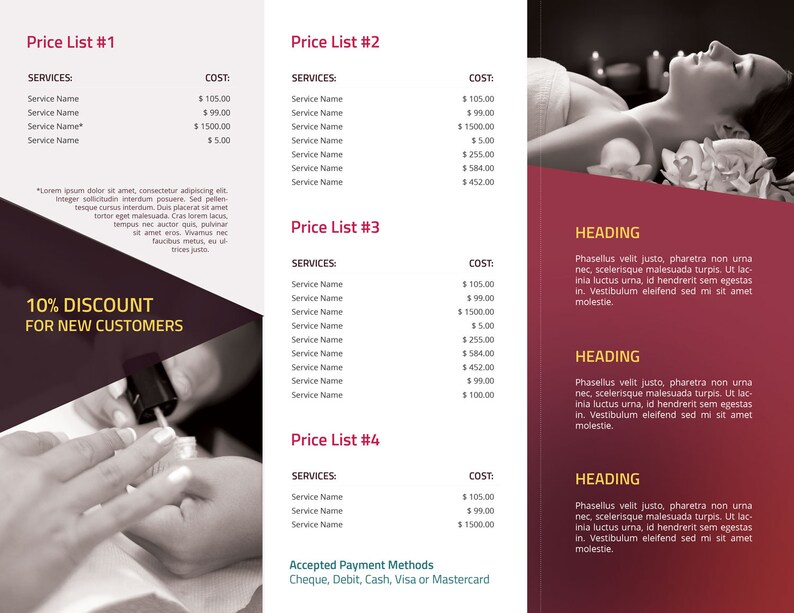 Buy Tri-fold Brochure Template W/ Price List Photoshop Template Online ...