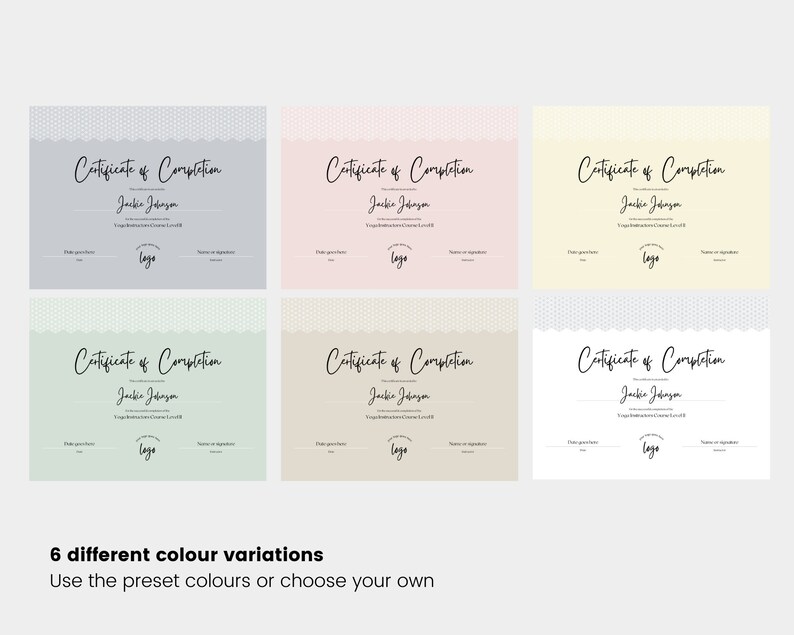 DIY Certificate of Completion Template. Editable & Printable - Etsy