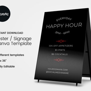 Sign Template for Restaurant Pub or Cafe. 6 Different Poster - Etsy