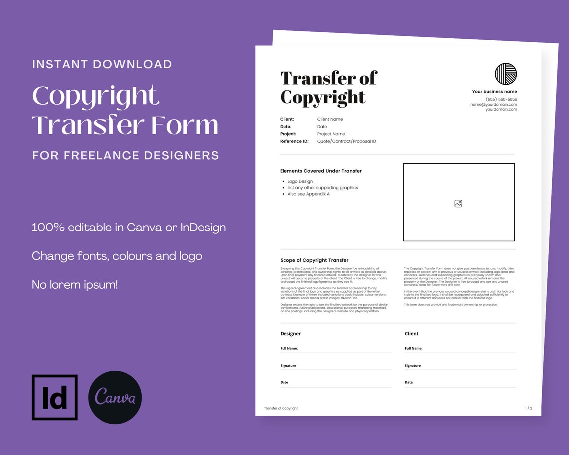 Logo Copyright Transfer Form for Freelance Graphic and Logo Designers ...