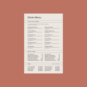 Restaurant Menu Template. Design Layouts for Food and Drink. 11x17 ...
