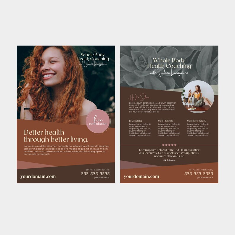 Coaching Flyer Template. Fitness. Health & Wellness. 5x7in Promotional ...