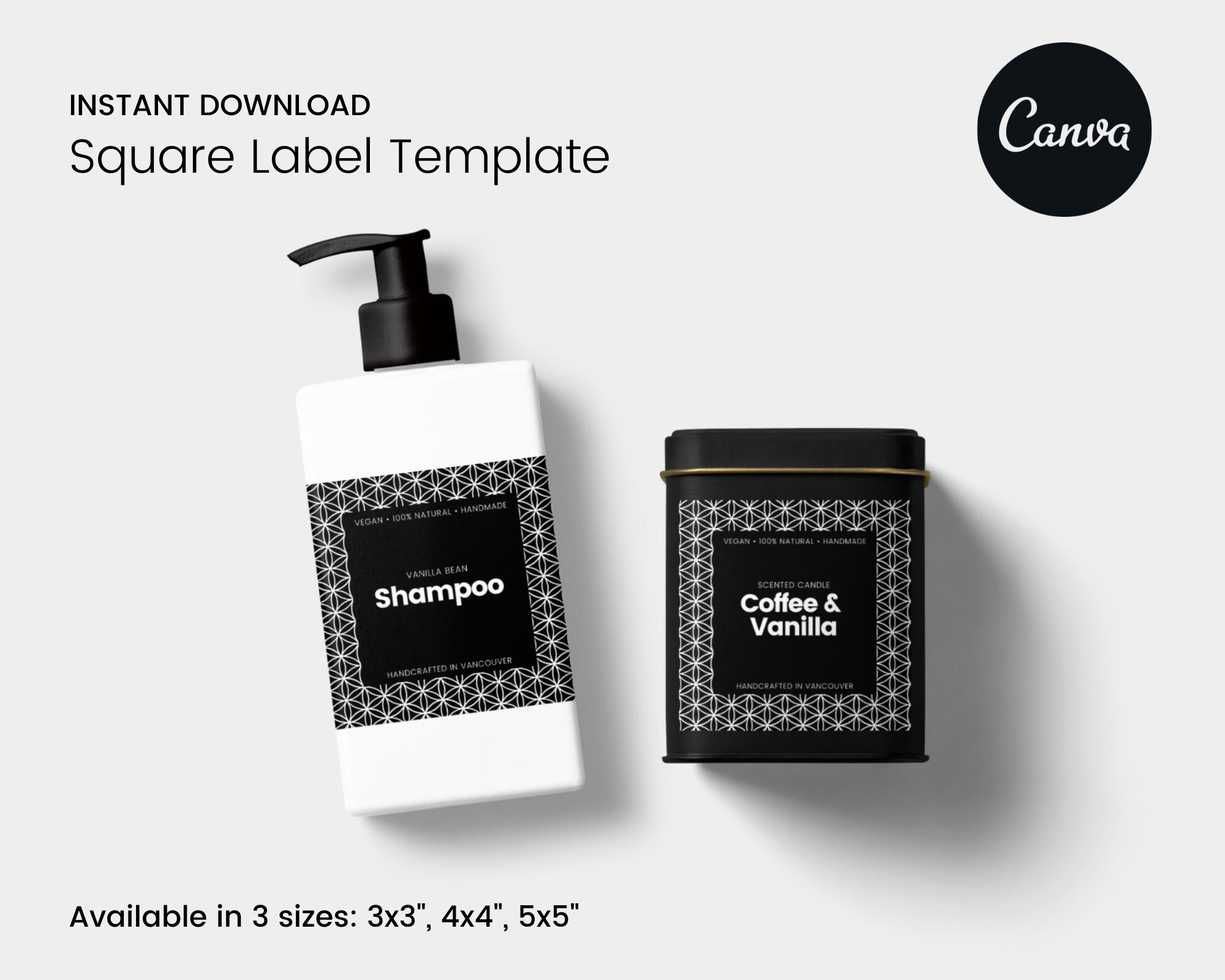Square Label Sticker Template for Candles, Cosmetics or Food & Beverage ...