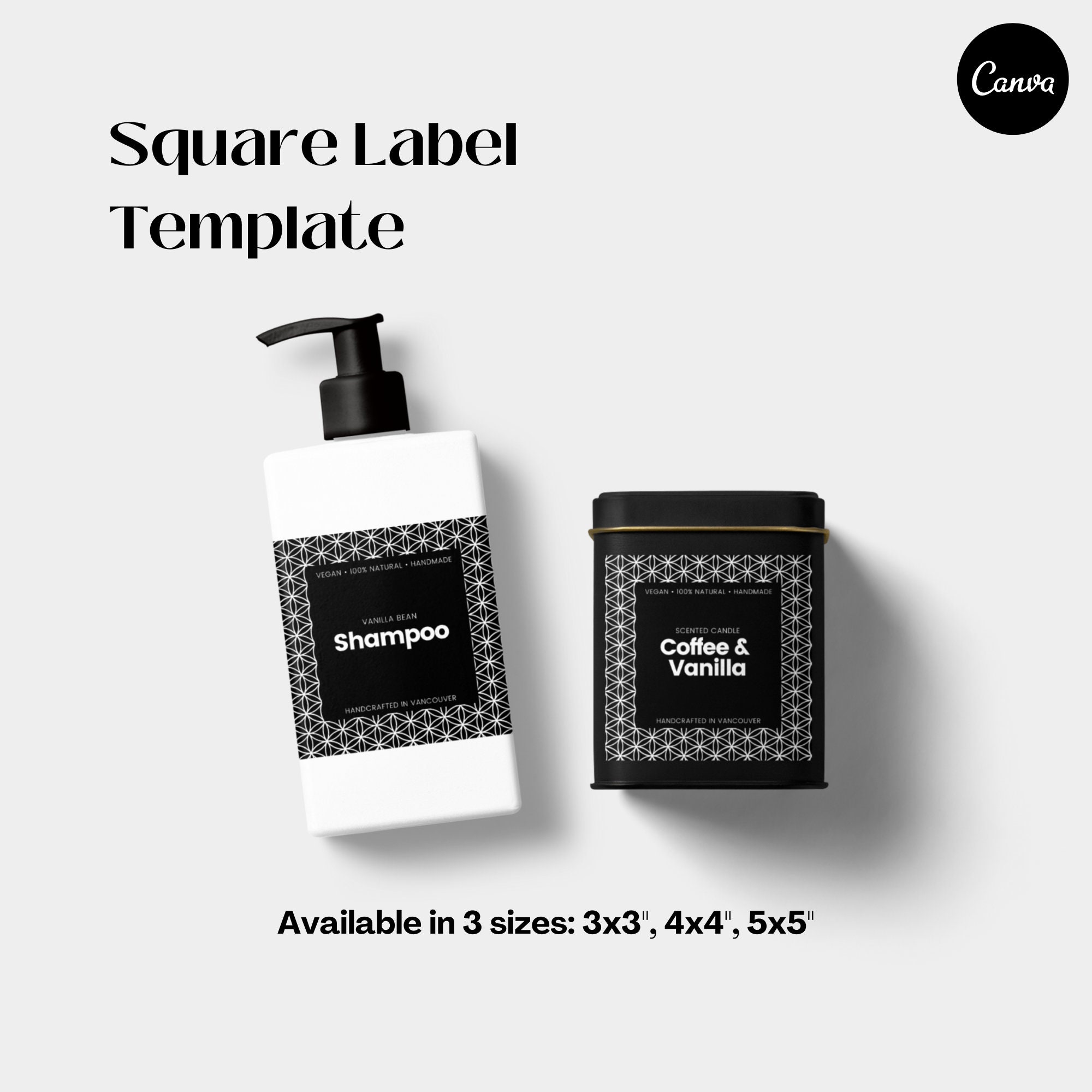 Square Label Sticker Template for Candles, Cosmetics or Food & Beverage ...