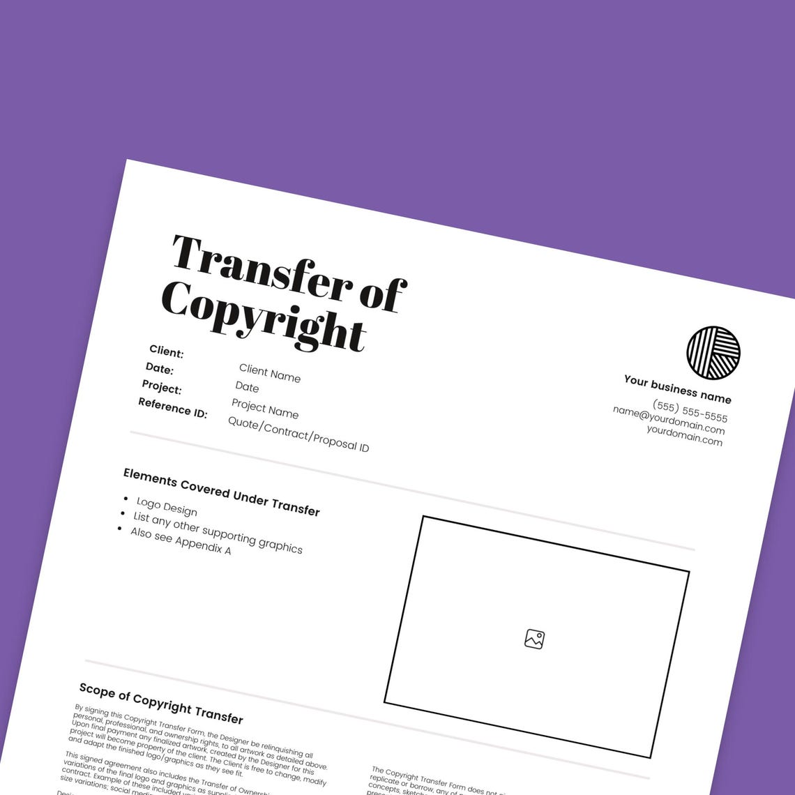Logo Copyright Transfer Form for Freelance Graphic and Logo Designers ...