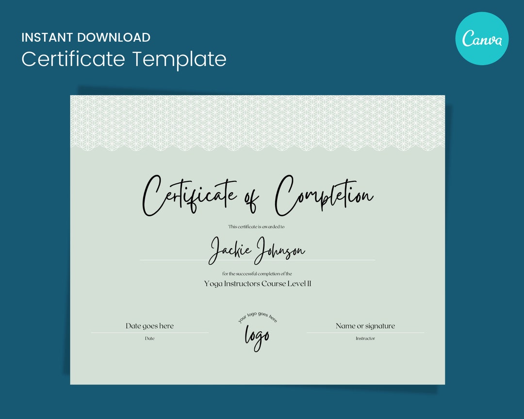 DIY Certificate of Completion Template. Editable & Printable - Etsy