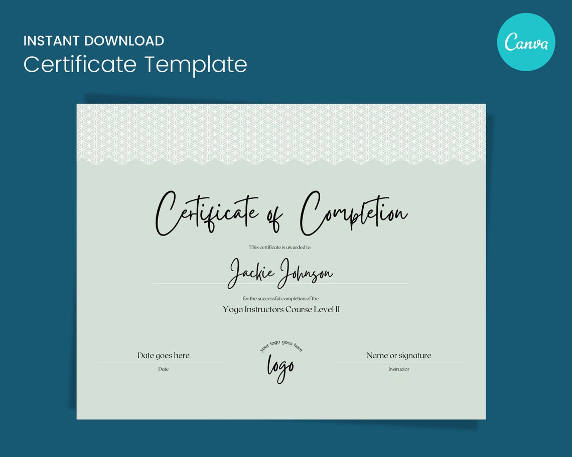 DIY Certificate of Completion Template. Editable & Printable - Etsy