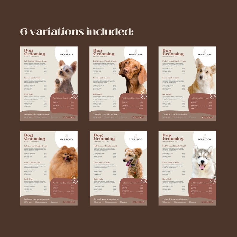 Dog Grooming Price List Flyer Template: Pet Business Menu (canva ...