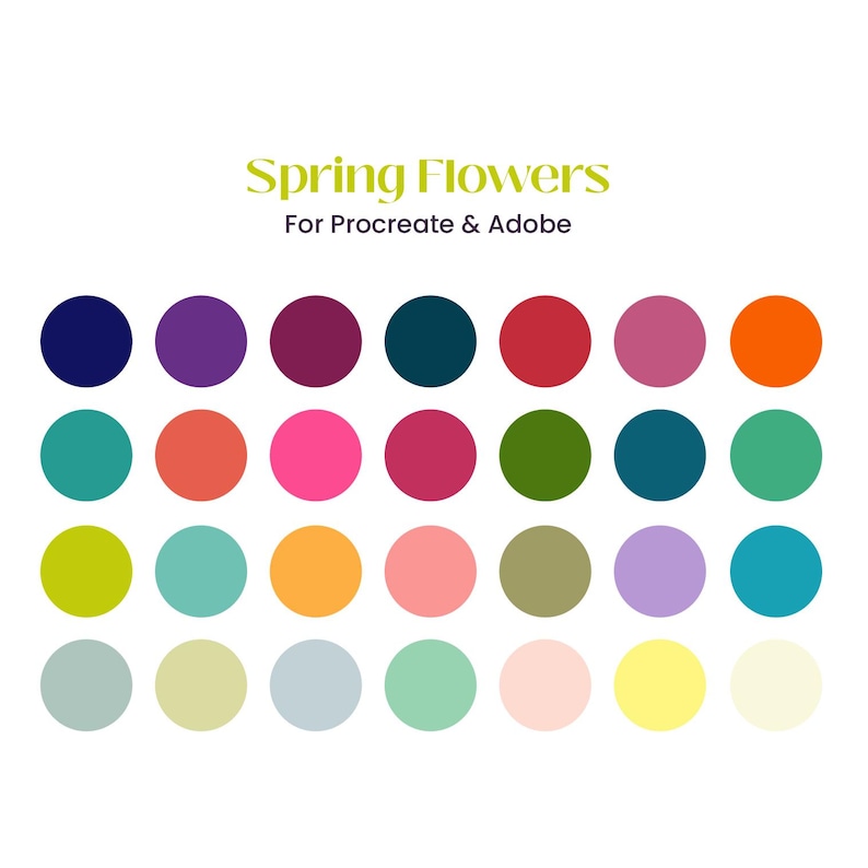 Spring Flowers Color Palette for Procreate & Illustrator, Photoshop ...