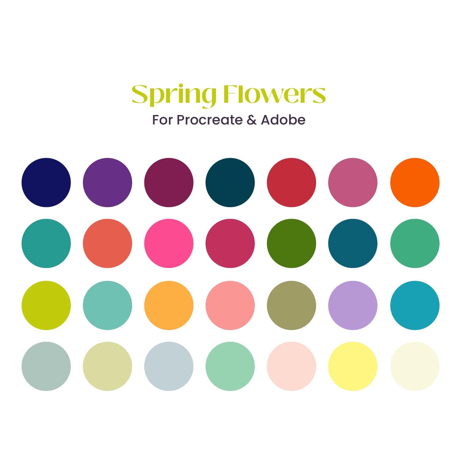 Spring Flowers Color Palette for Procreate & Illustrator, Photoshop ...