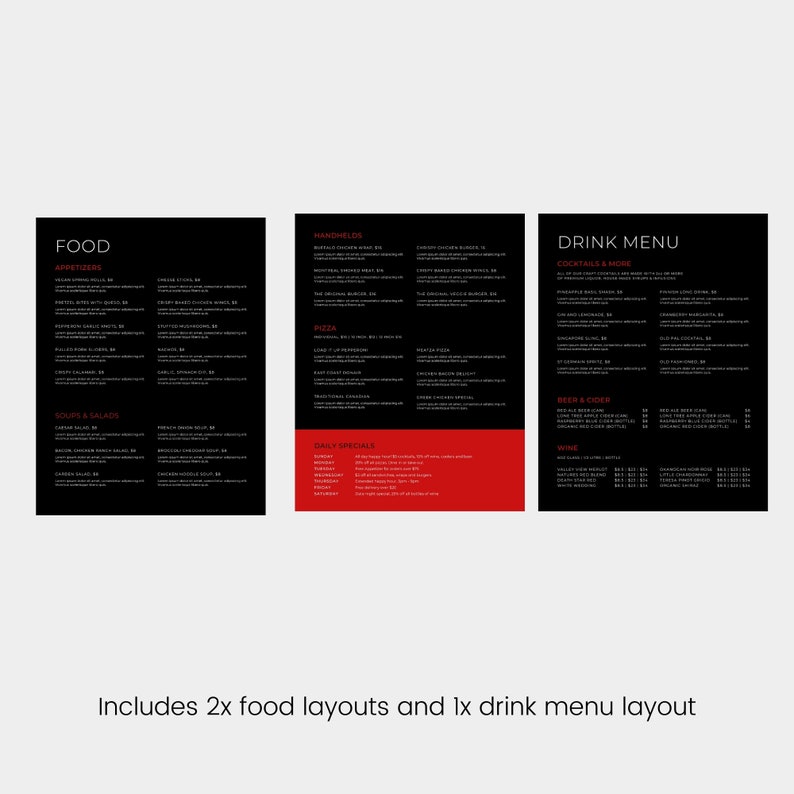 Modern Restaurant Menu Template: Dark Food & Drink Design (canva ...