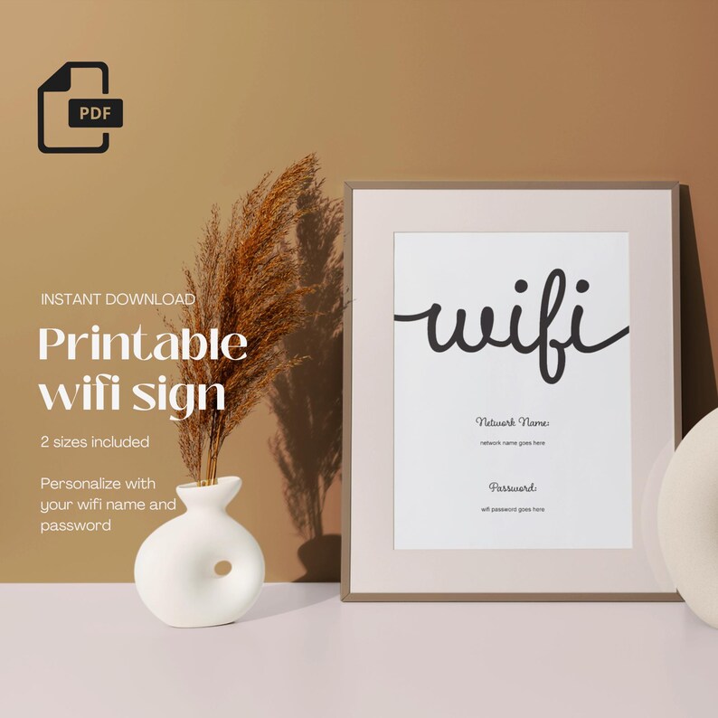 Minimalistic, Modern Wifi Password Sign Printable Instant Download 2 ...