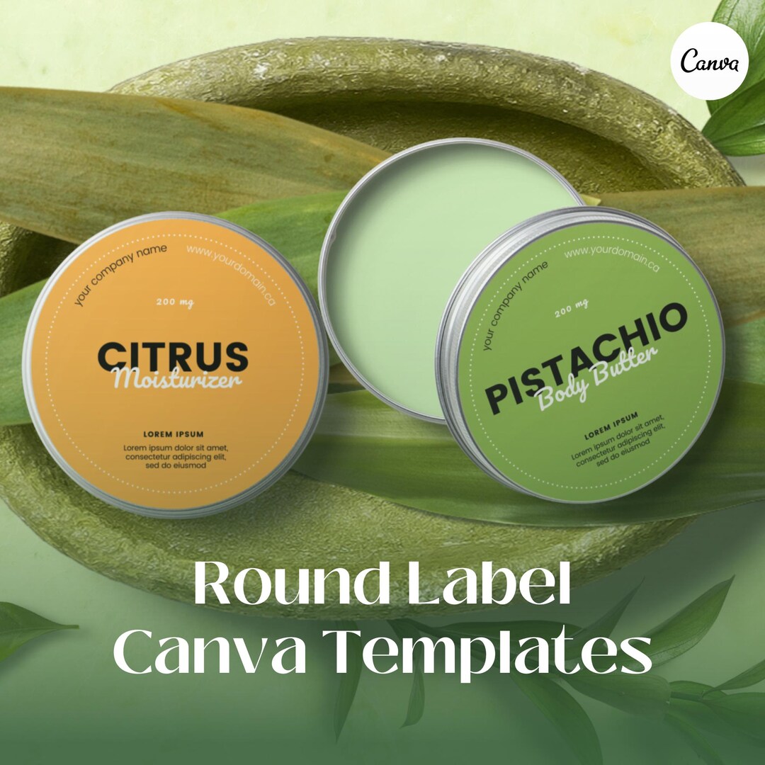 Cosmetic Label Template: Round & Wrap-around, Editable Canva Design ...