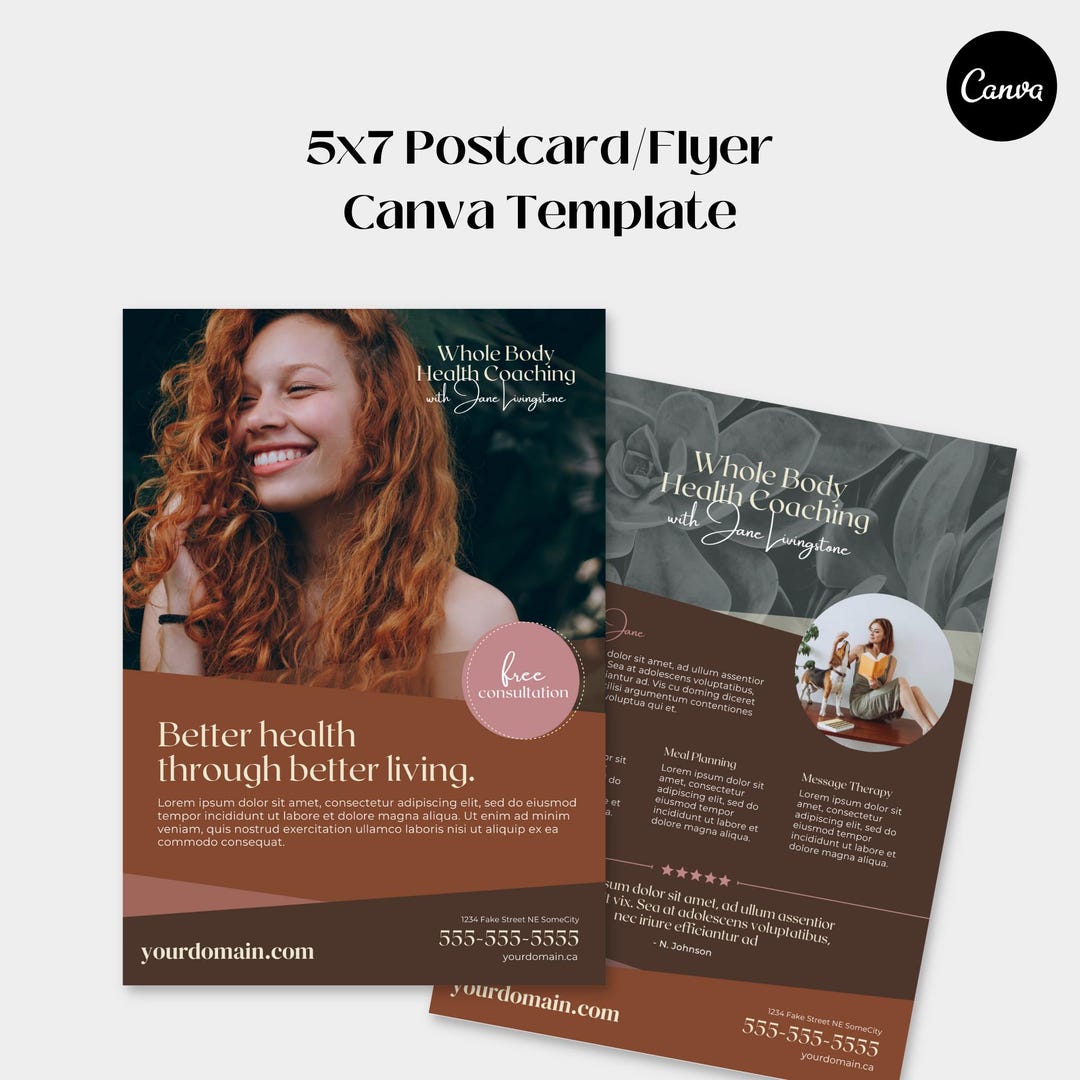 Coaching Flyer Template. Fitness. Health & Wellness. 5x7in Promotional ...