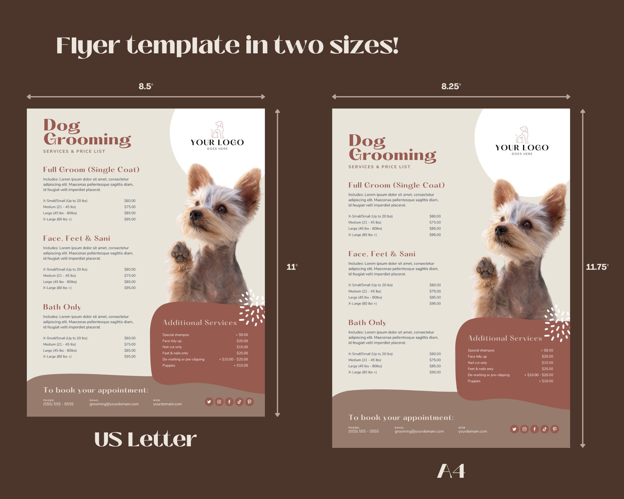 Pet Grooming Brand Design Bundle. Canva Templates Include Business Card ...